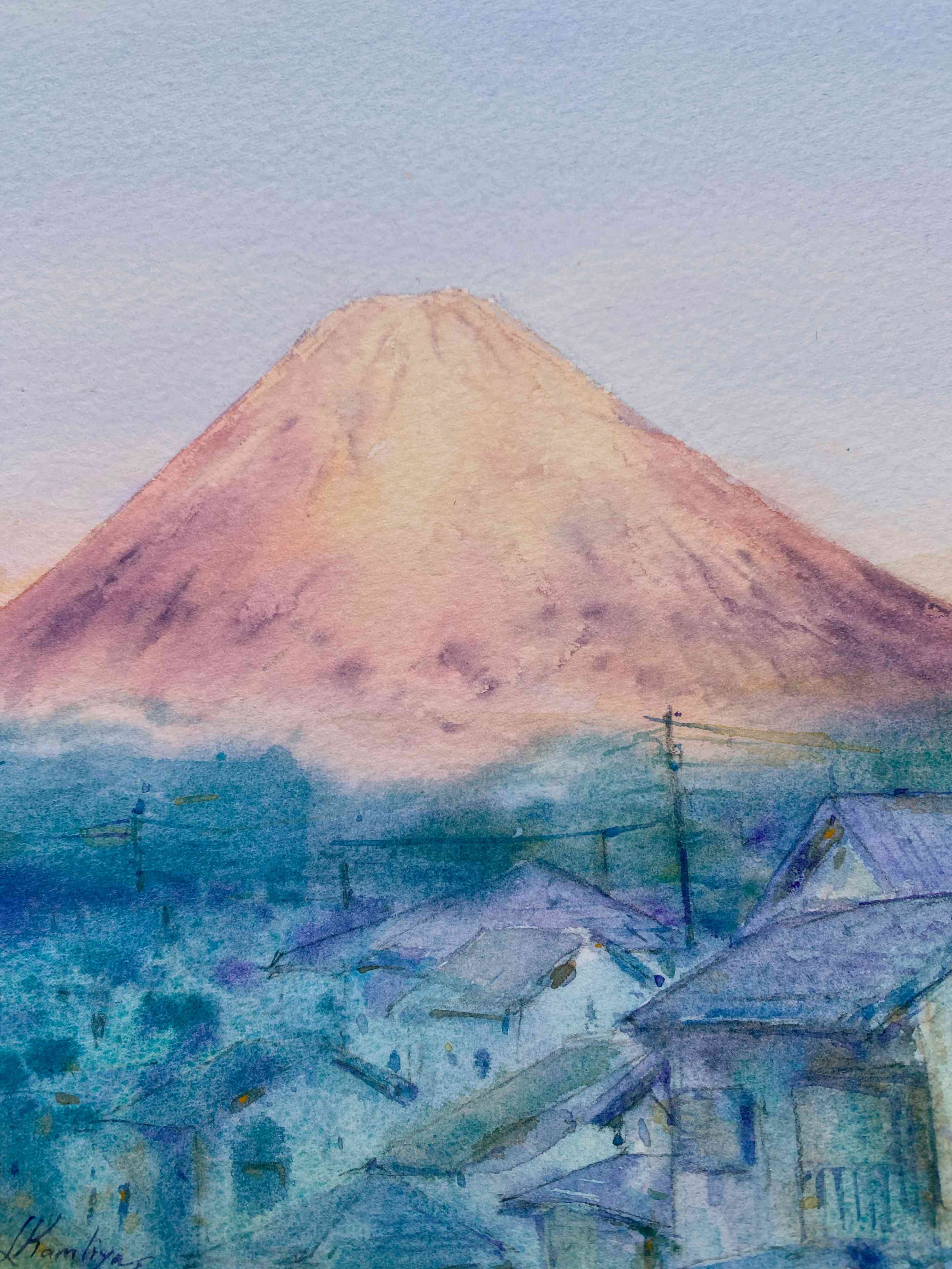 Mt. Fuji Dawn Watercolour Artwork