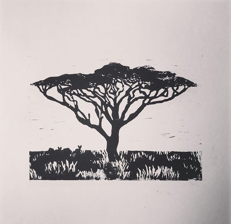 African Tree in Lino Print - Briony Haynes