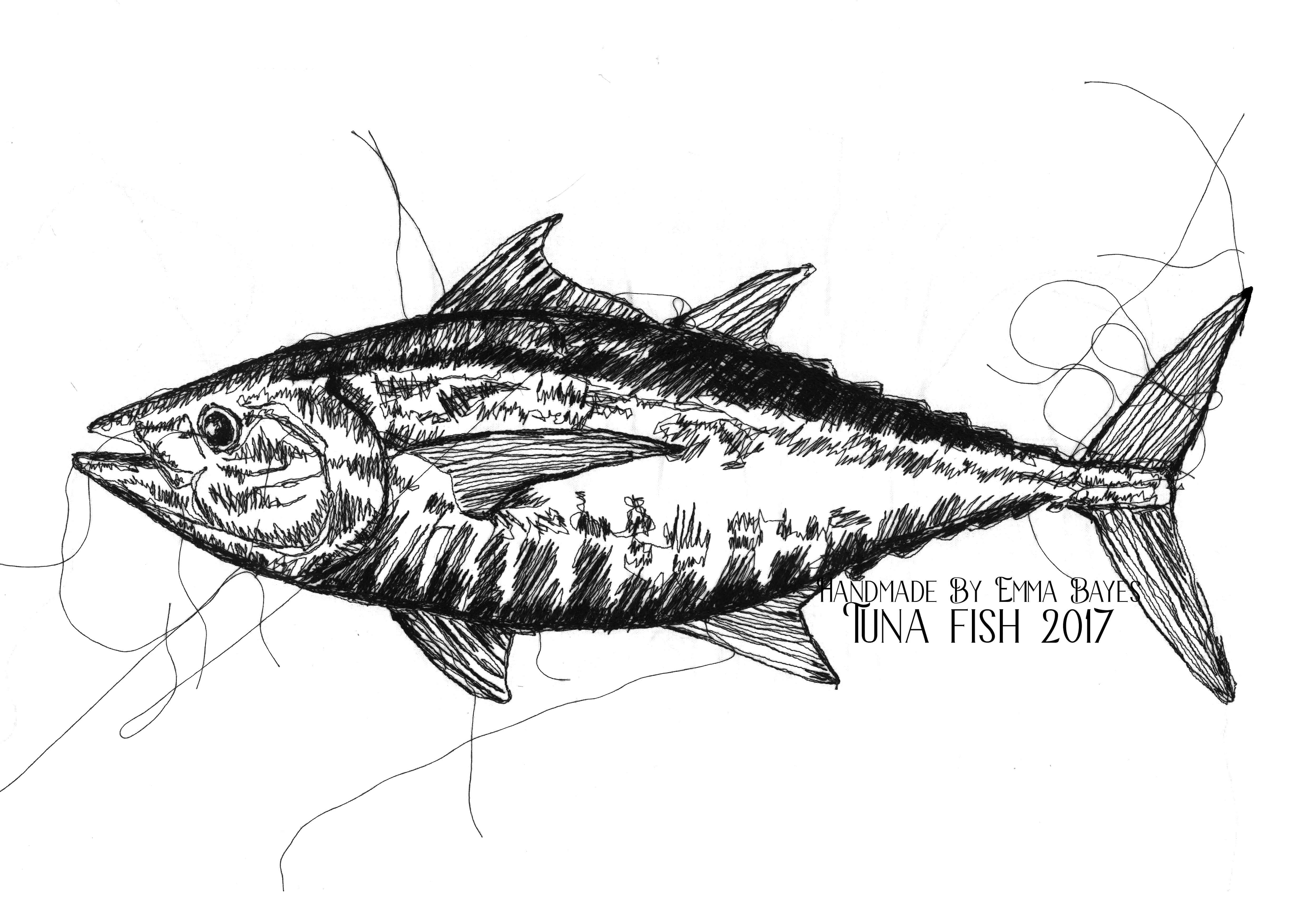 Black and White A4 Tuna Fish Print Art