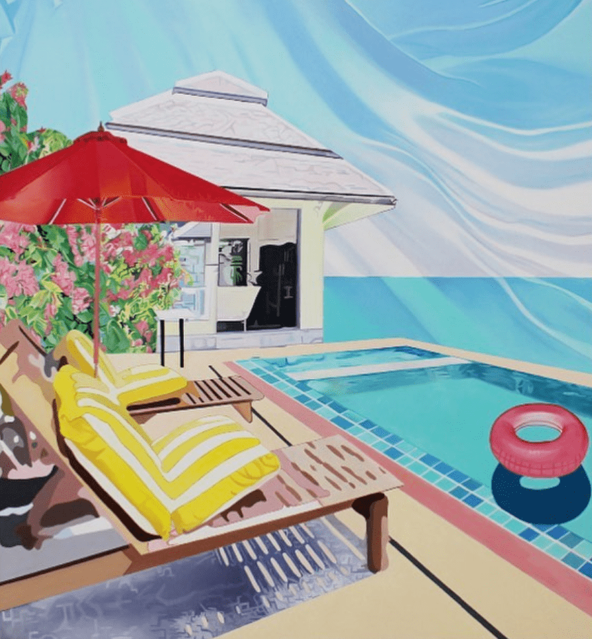 Summer Escape - Pool Oil Painting on MDF PanelPool Oil Painting on MDF ...
